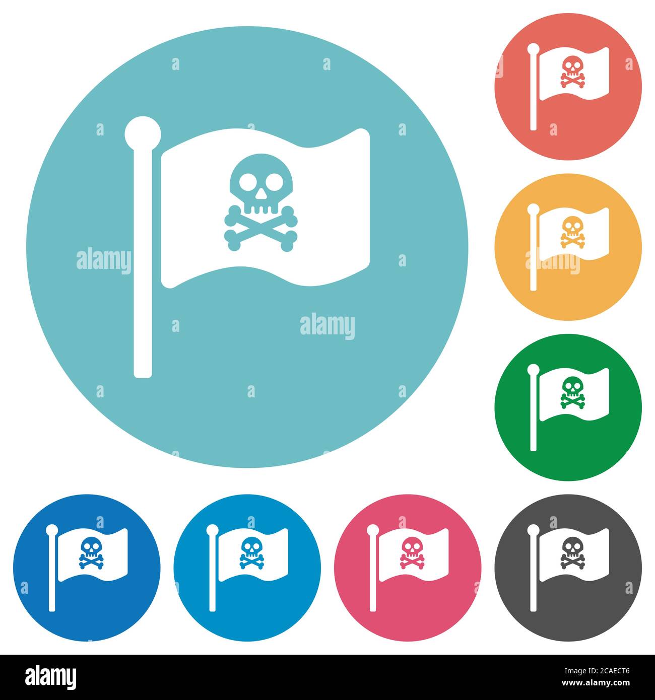 Pirate flag flat white icons on round color backgrounds Stock Vector ...