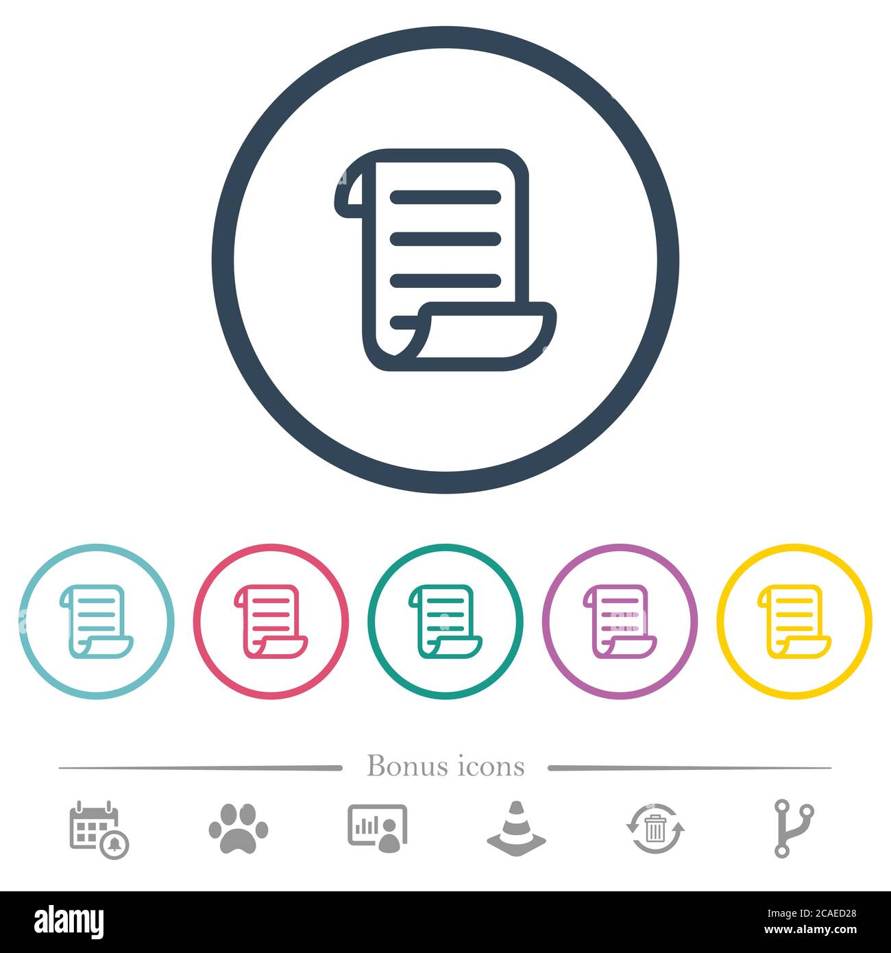 Script code flat color icons in round outlines. 6 bonus icons included ...