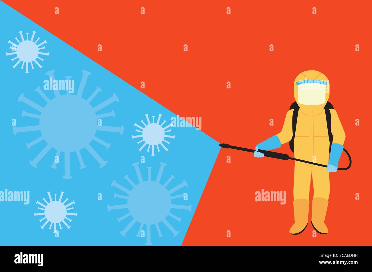 Disinfection worker sprays disinfectant Stock Vector Images - Alamy