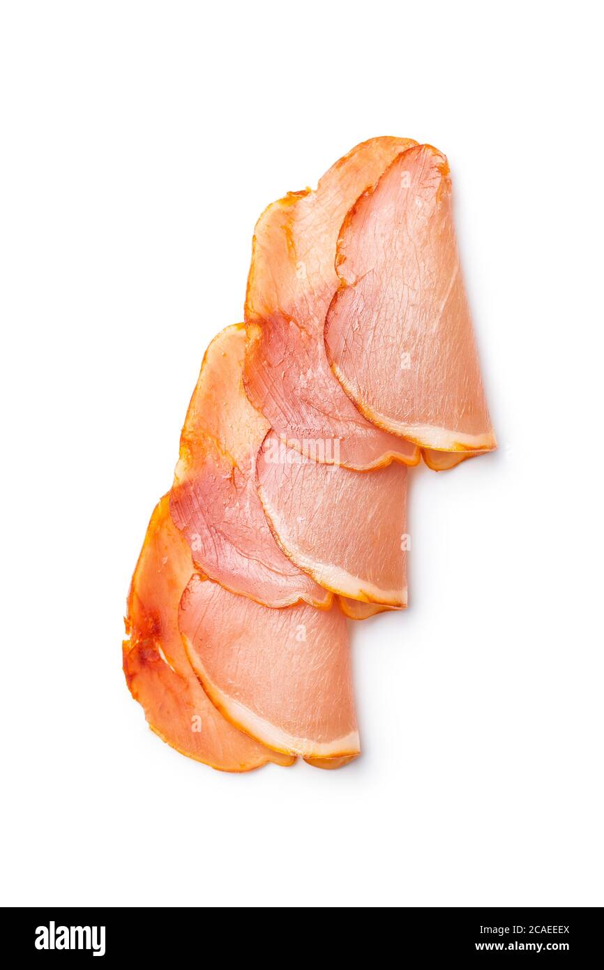 Dried spanish ham. Lomo embuchado isolated on white background Stock ...