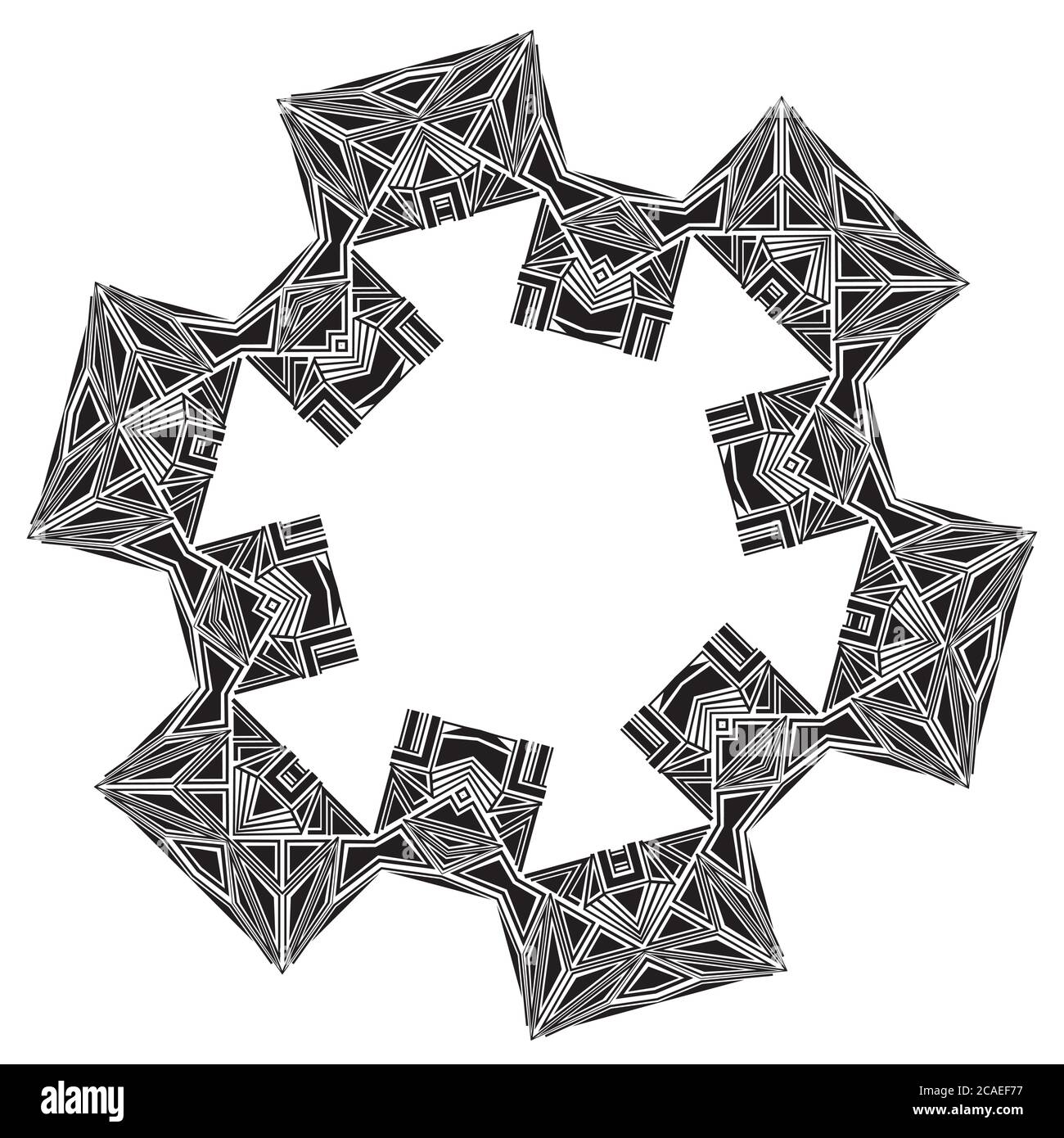 Decorative geometric round ornament, retro art deco style design Stock ...
