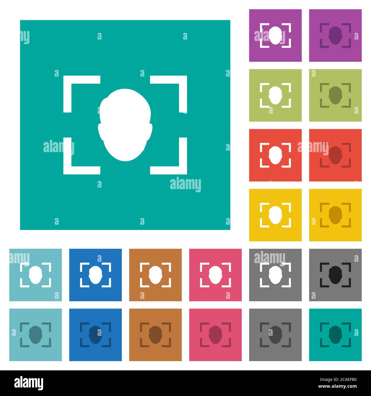 Camera selfie mode multi colored flat icons on plain square backgrounds ...