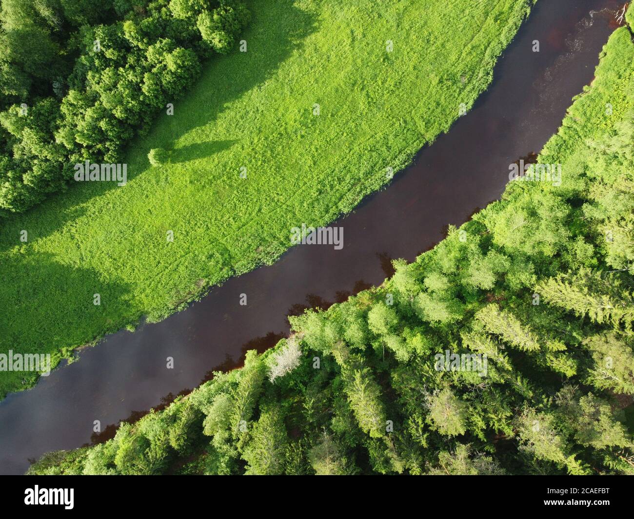 top view, river flows, aerial photography Stock Photo - Alamy
