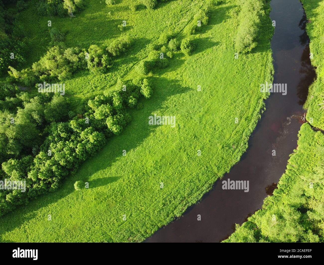 top view, river flows, aerial photography Stock Photo - Alamy