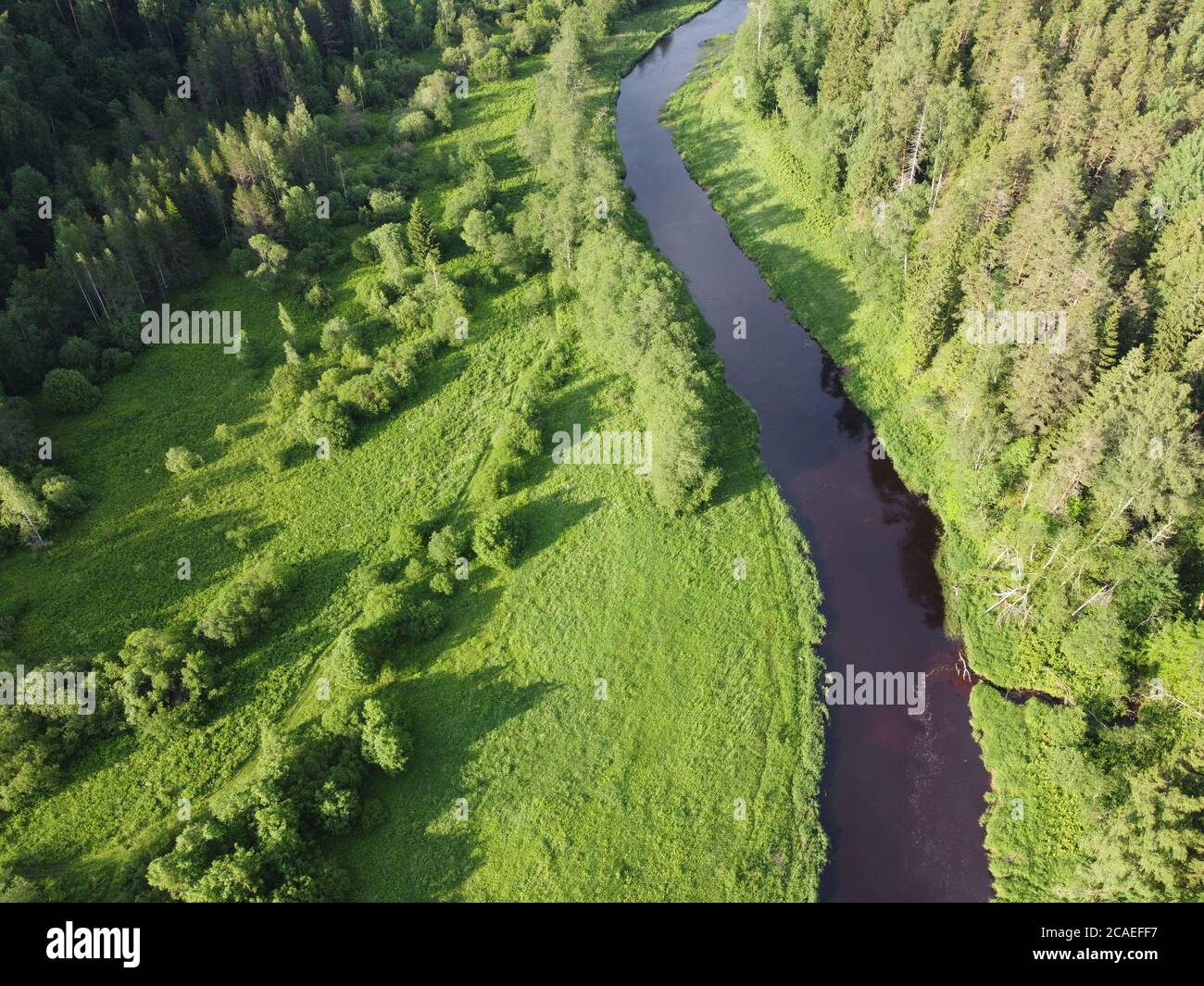 top view, river flows, aerial photography Stock Photo - Alamy