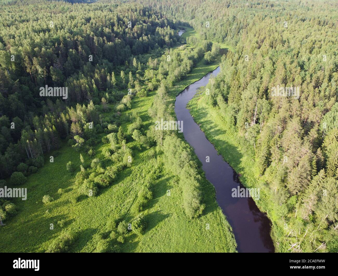top view, river flows, aerial photo Stock Photo - Alamy
