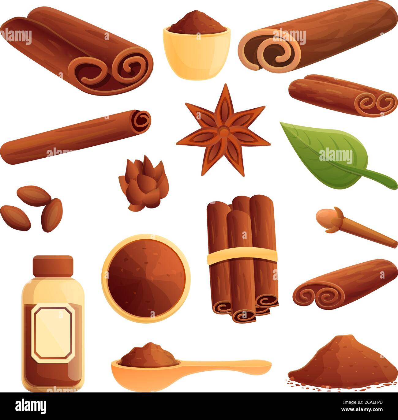 Cinnamon icons set. Cartoon set of cinnamon vector icons for web design ...
