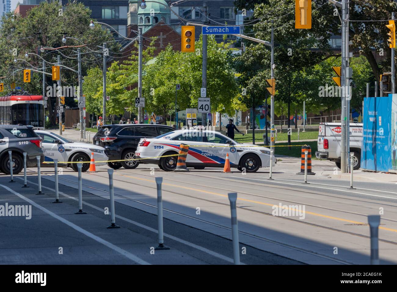 Toronto, Ontario/Canada - August 06 2020: Crane Collapse at Dundas and ...