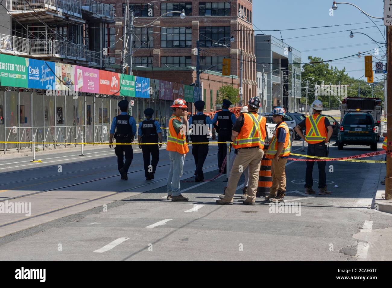 Toronto, Ontario/Canada - August 06 2020: Crane Collapse at Dundas and ...