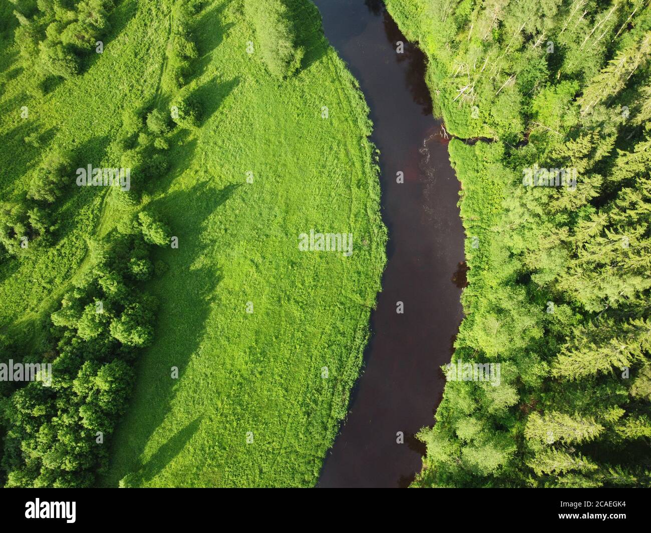 top view, river flows, aerial photography Stock Photo - Alamy