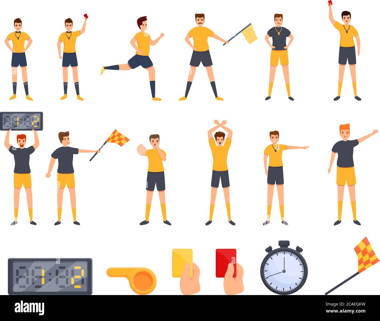 Referee icons set. Cartoon set of referee vector icons for web design ...