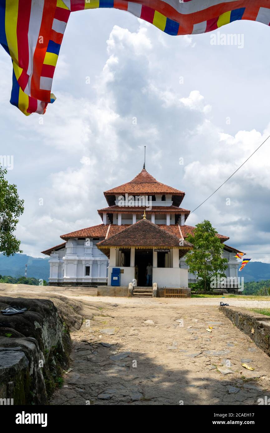 Buddhist Temple, Kandy, Sri Lanka. colorful flag in the frame Stock ...