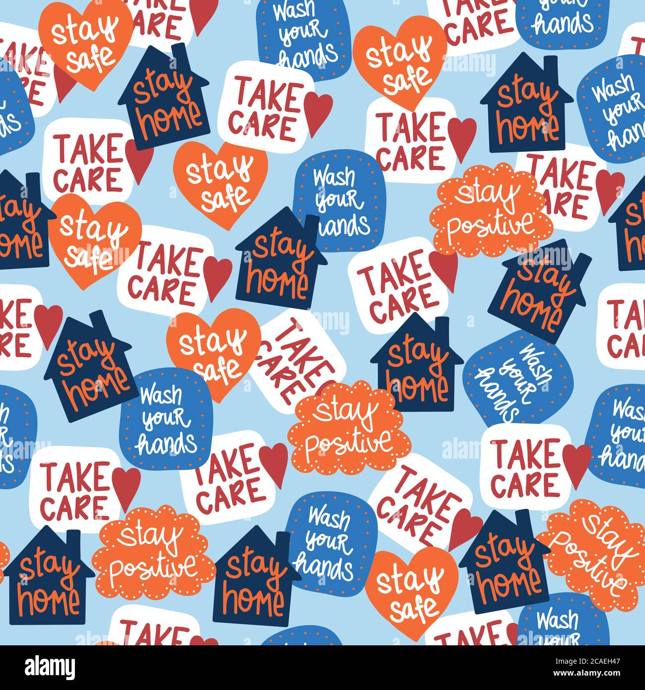 CoronaVirus Covid-19 lettering stickers seamless vector pattern. Stay ...