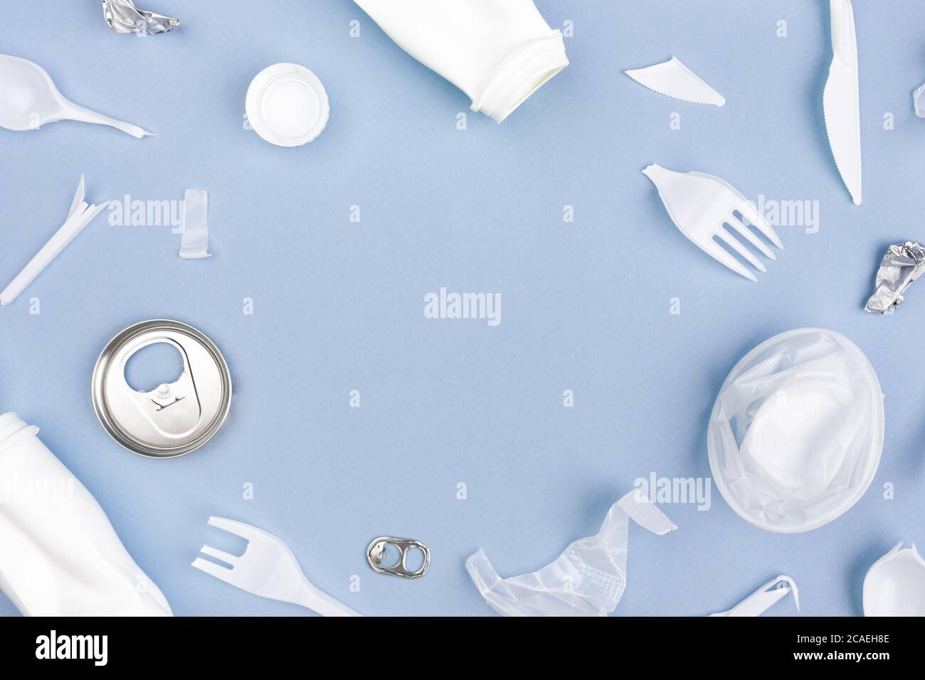 Plastics for recycling. Border template with copy space Stock Photo - Alamy
