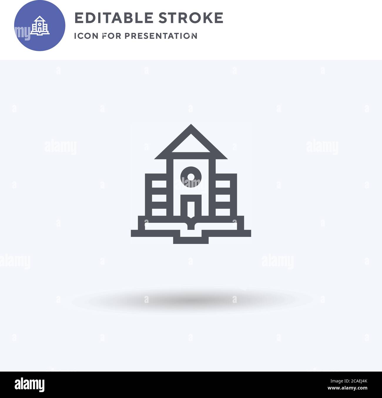 School icon vector, filled flat sign, solid pictogram isolated on white ...