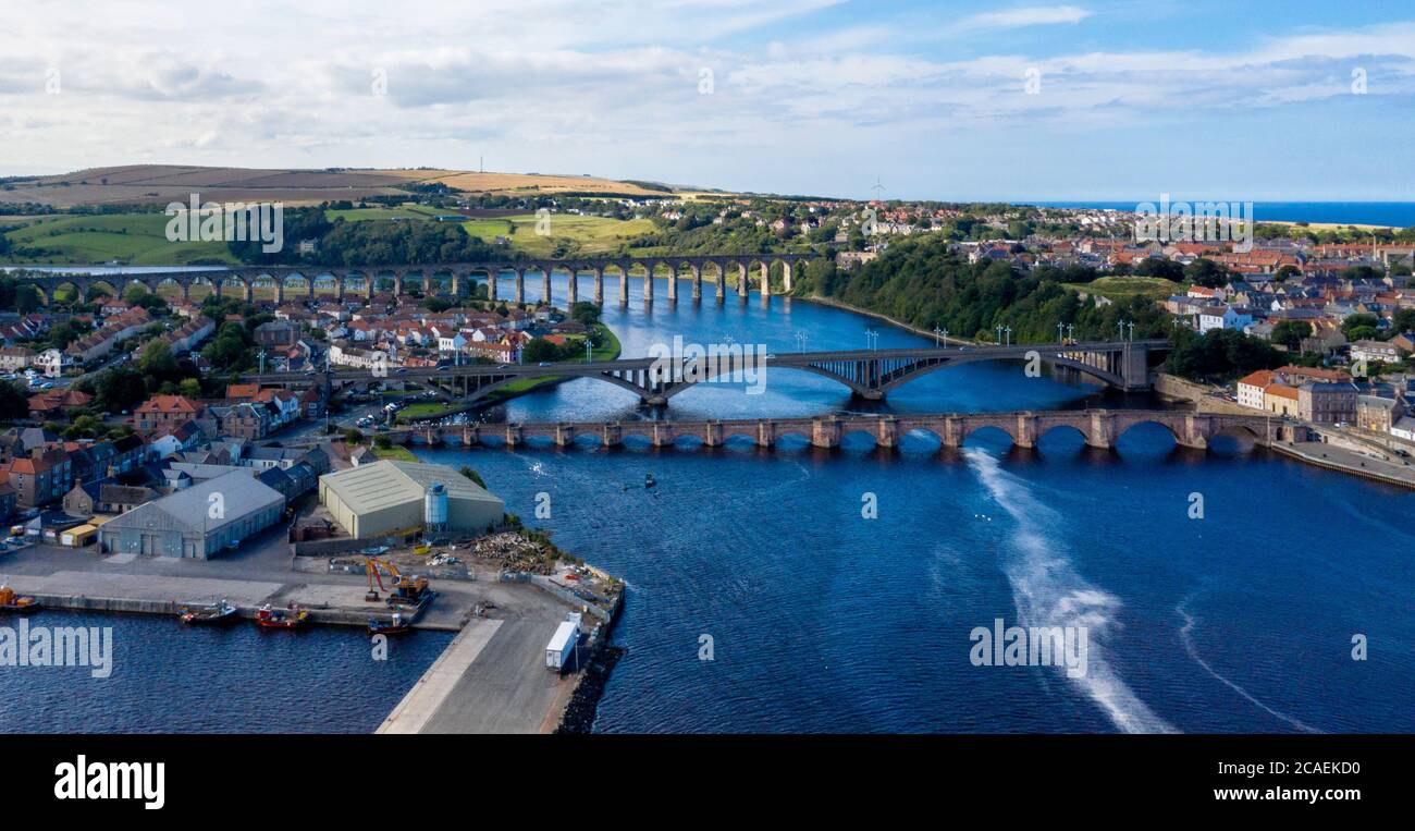 Aerial view of Berwick-upon-Tweed, Northumberland, England Stock Photo ...