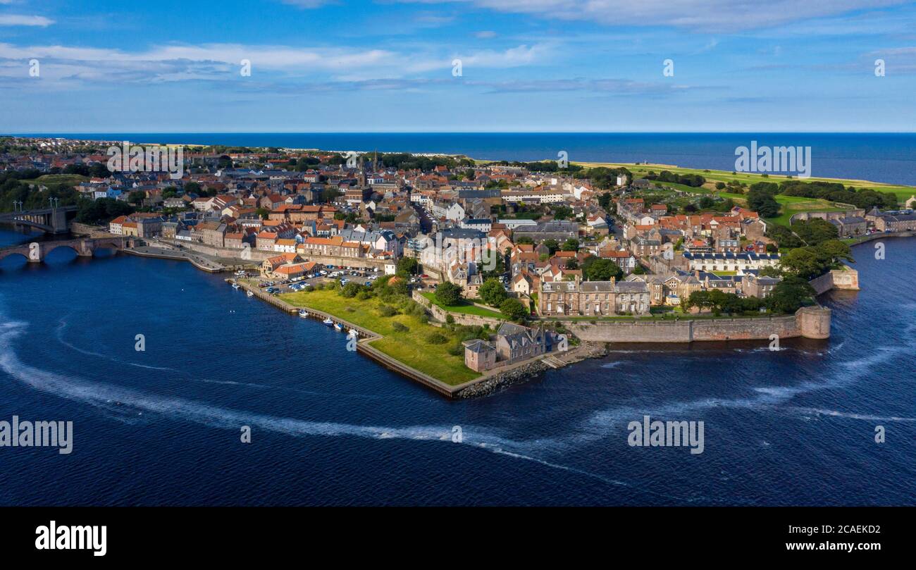 Aerial view of Berwick-upon-Tweed, Northumberland, England Stock Photo ...