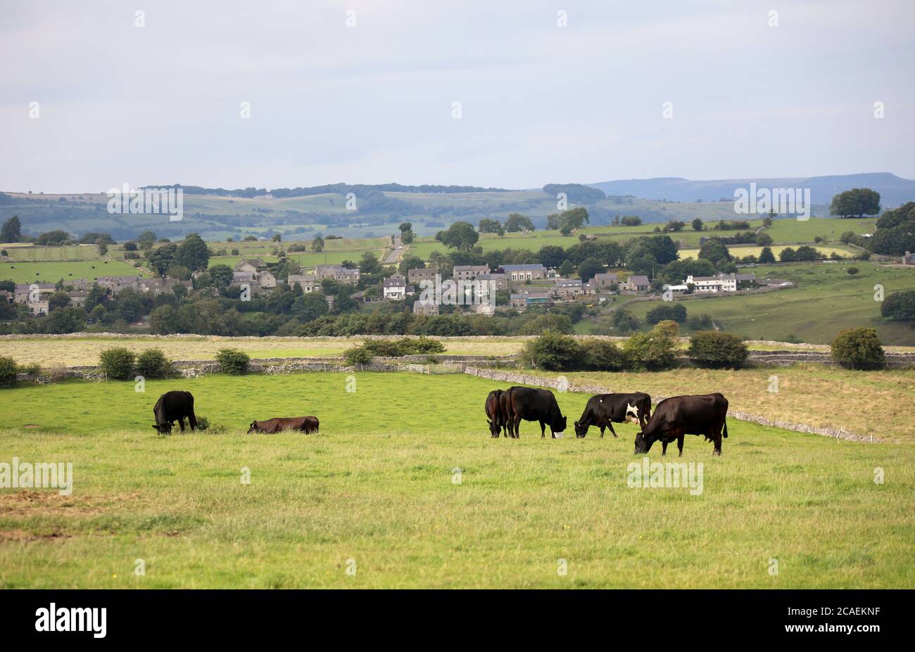 Village of Over Haddon set above Lathkill Dale in the Peak District ...