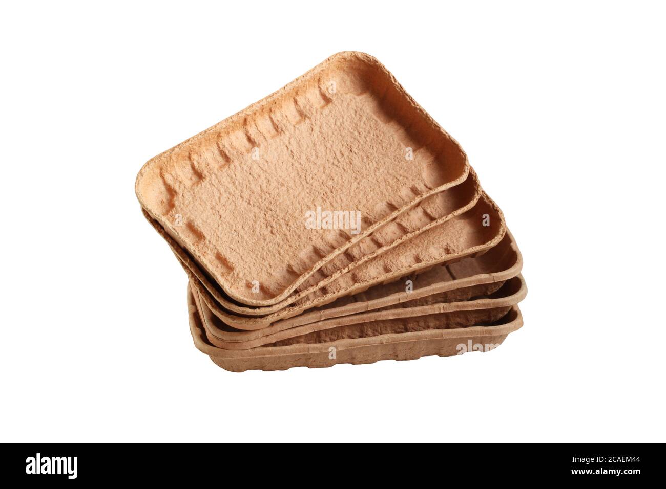 Biodegradable food trays made from pressed cardboard isolated on white ...