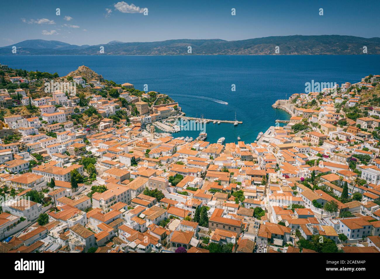 Aerial view of Hydra Port at Hydra Island, Greece Stock Photo - Alamy