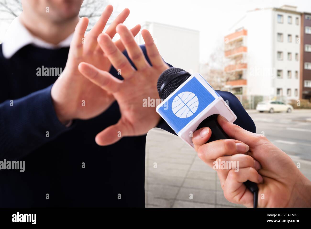 Journalist Press Interview Question Refuse. News Reporter Stock Photo ...