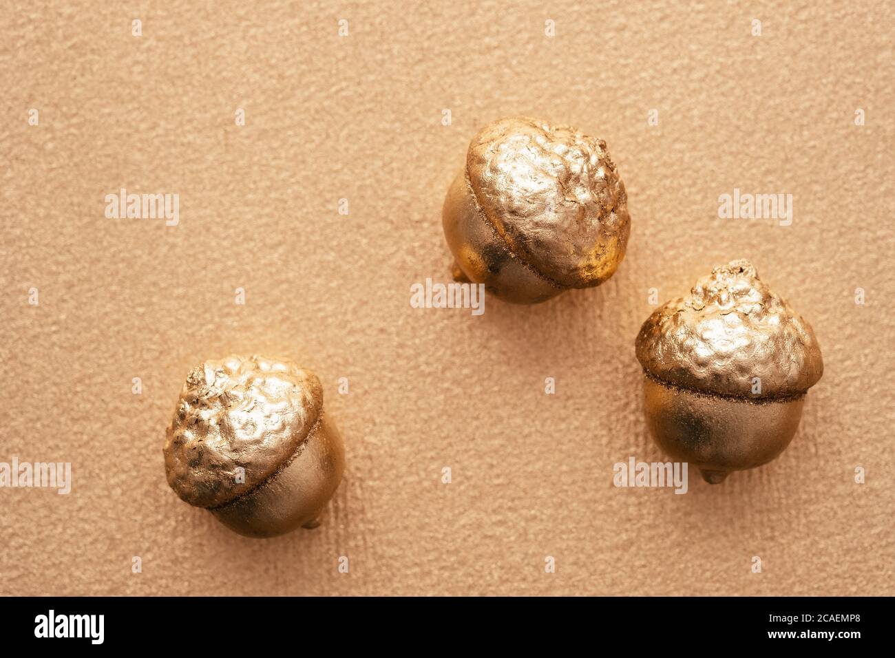 autumn background with golden acorns Stock Photo - Alamy