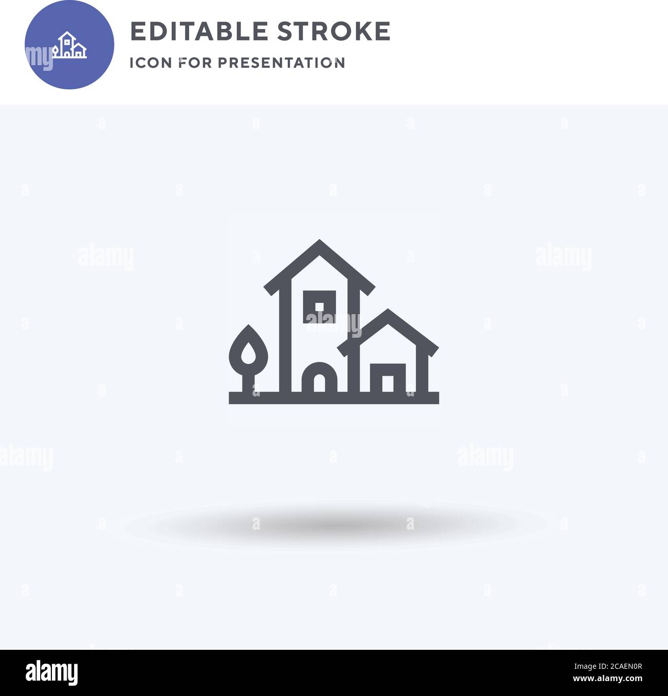 Village icon vector, filled flat sign, solid pictogram isolated on ...