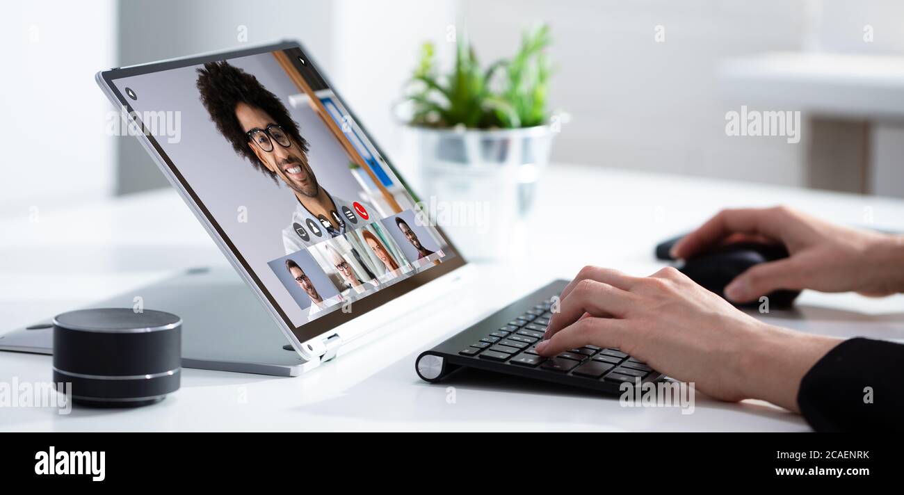 Online Video Conference Call. Work From Home Meeting Stock Photo - Alamy