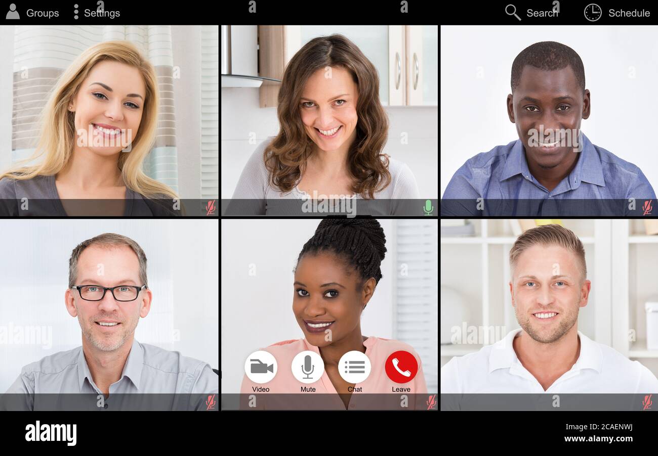 Online Video Conference Meeting Group Call Screen Stock Photo - Alamy