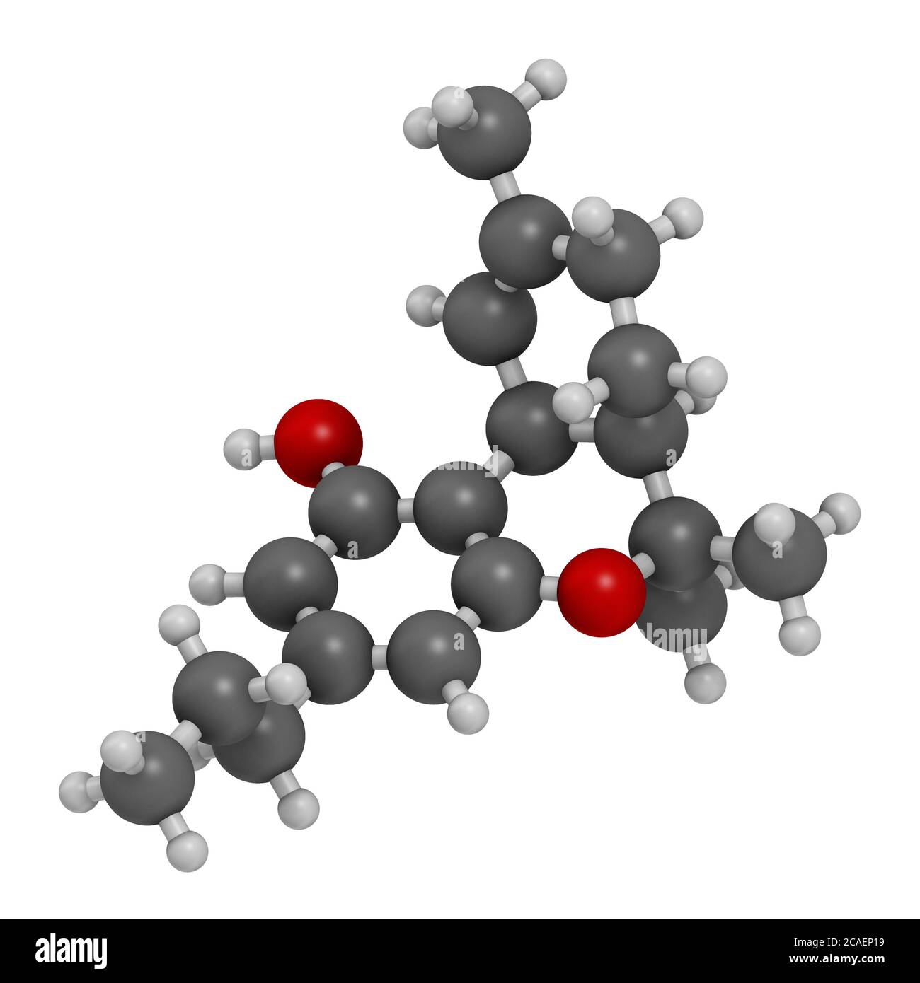 Tetrahydrocannabivarin or THCV cannabinoid molecule. 3D rendering ...