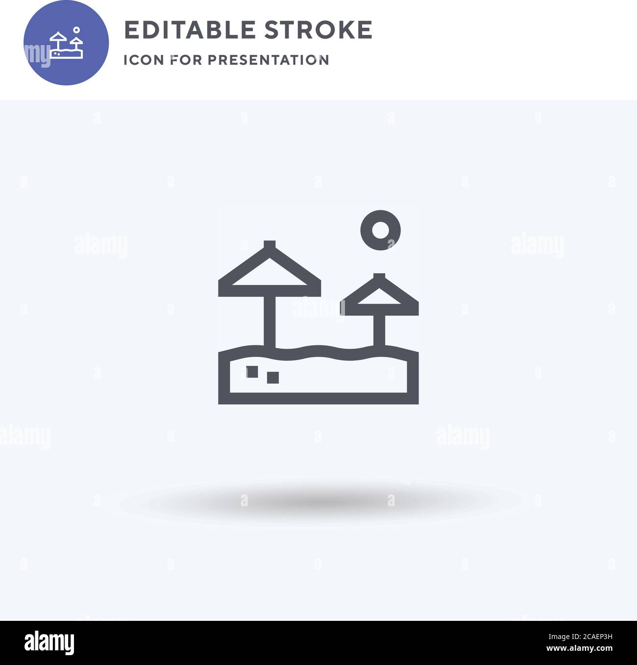 Beach icon vector, filled flat sign, solid pictogram isolated on white ...