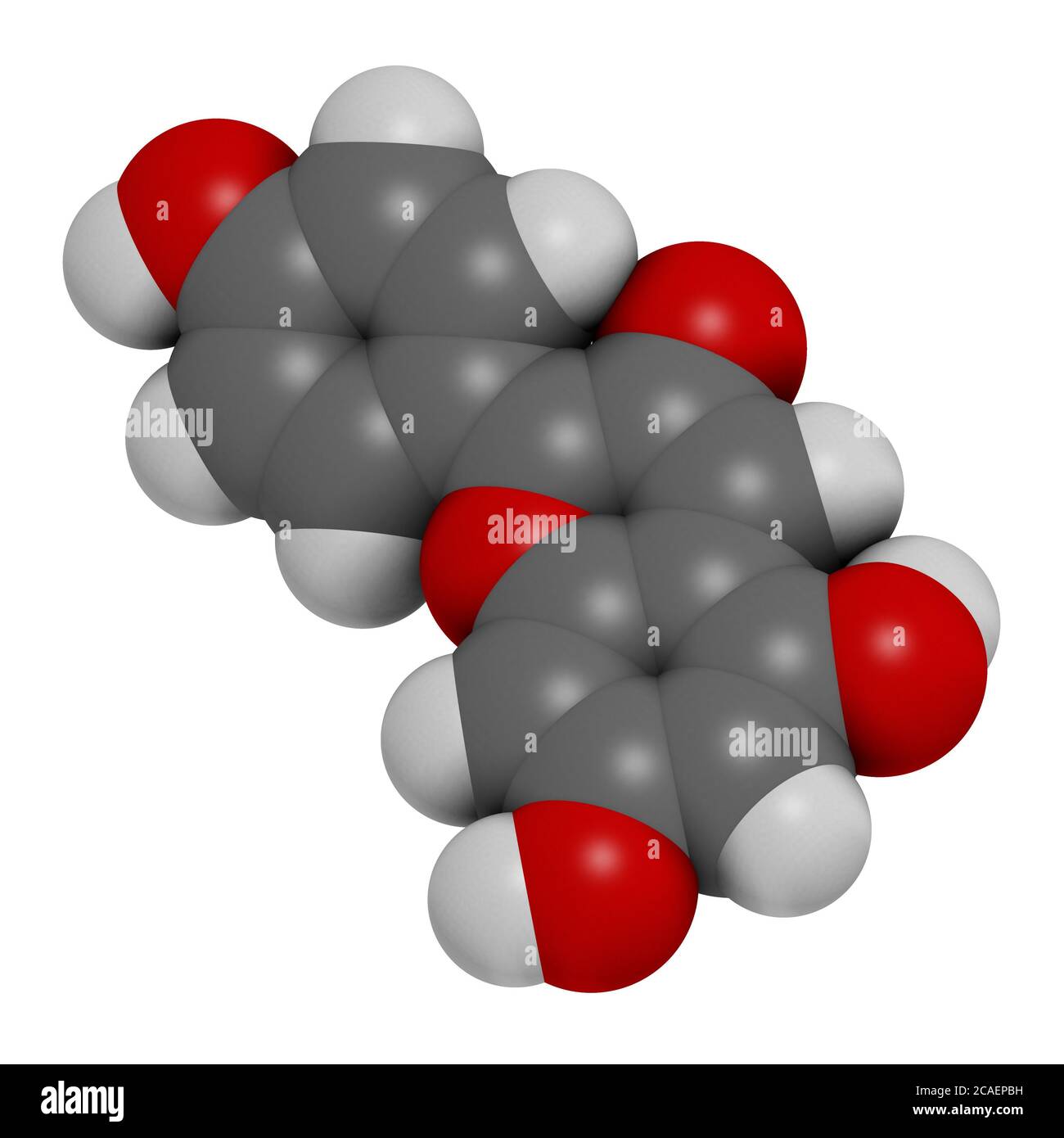 Pelargonidin pigment molecule. 3D rendering. Atoms are represented as ...