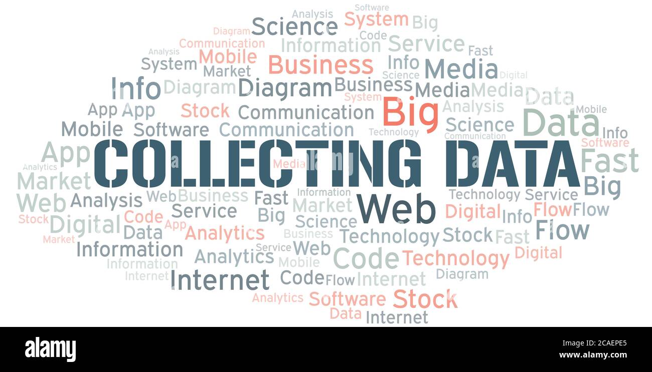 Collecting Data vector word cloud, made with the text only Stock Vector ...