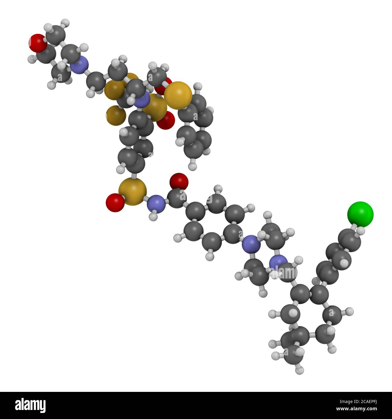 Navitoclax drug molecule. 3D rendering. Atoms are represented as ...