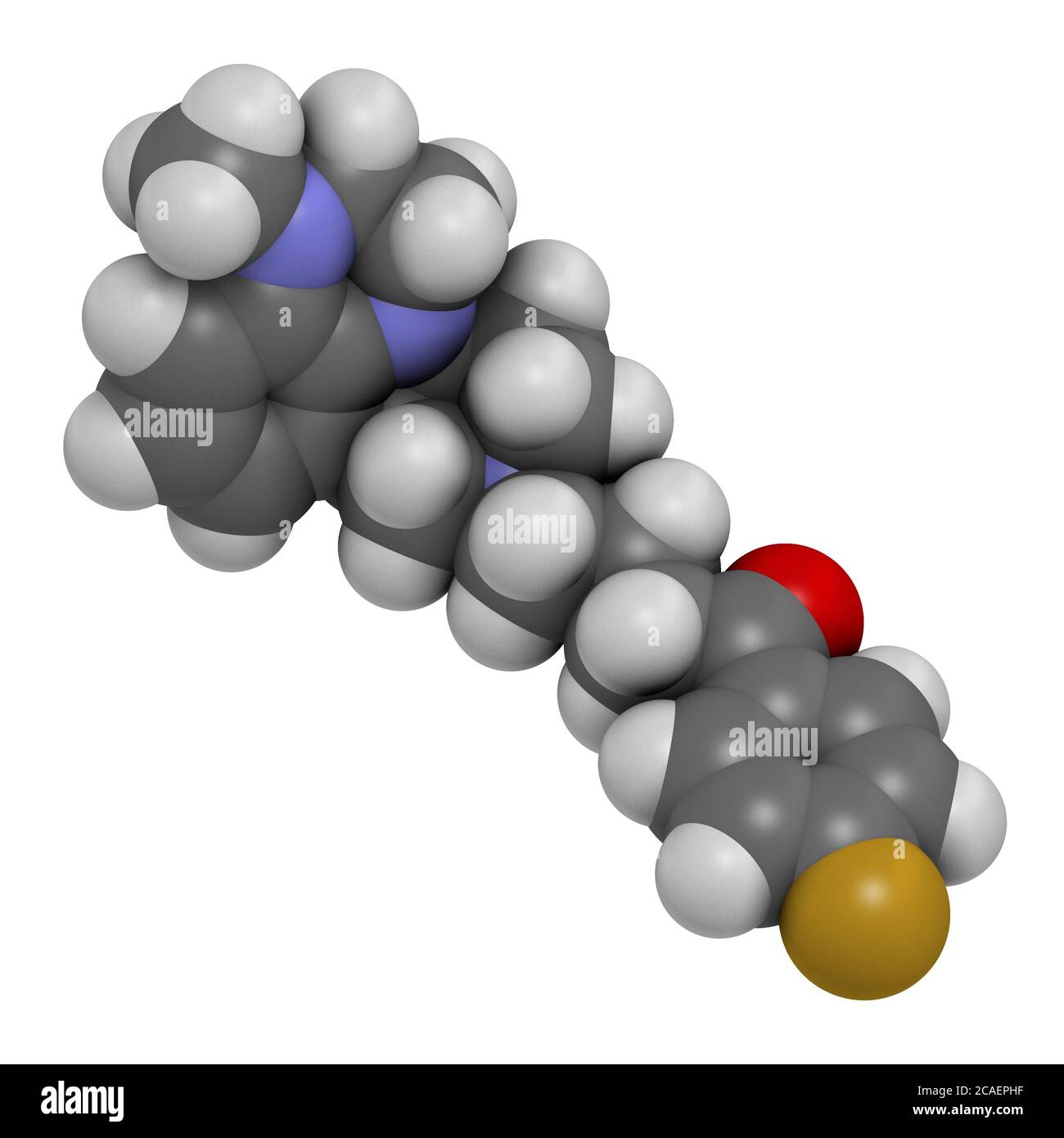 Lumateperone Antipsychotic Drug Molecule 3d Rendering Atoms Are Represented As Spheres With