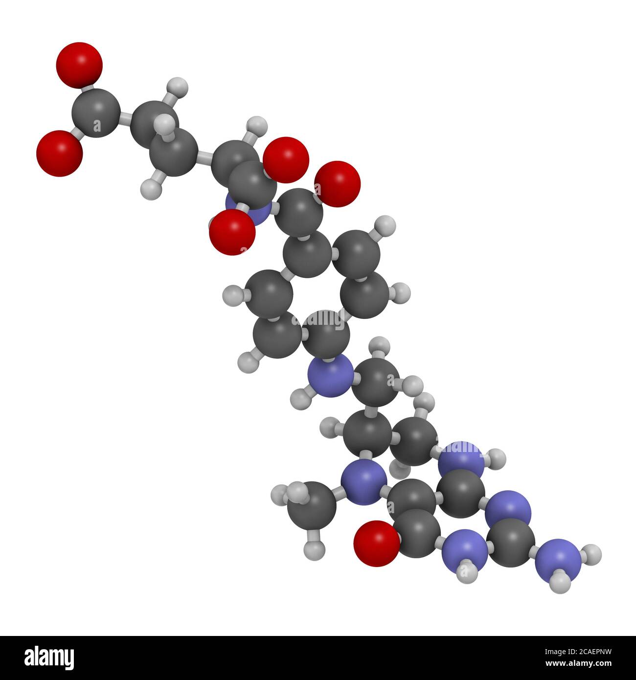 Levomefolic acid or 5-methyltetrahydrofolate molecule. 3D rendering ...