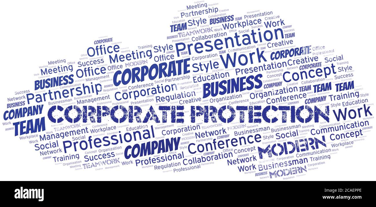 Corporate Protection vector word cloud, made with the text only Stock ...