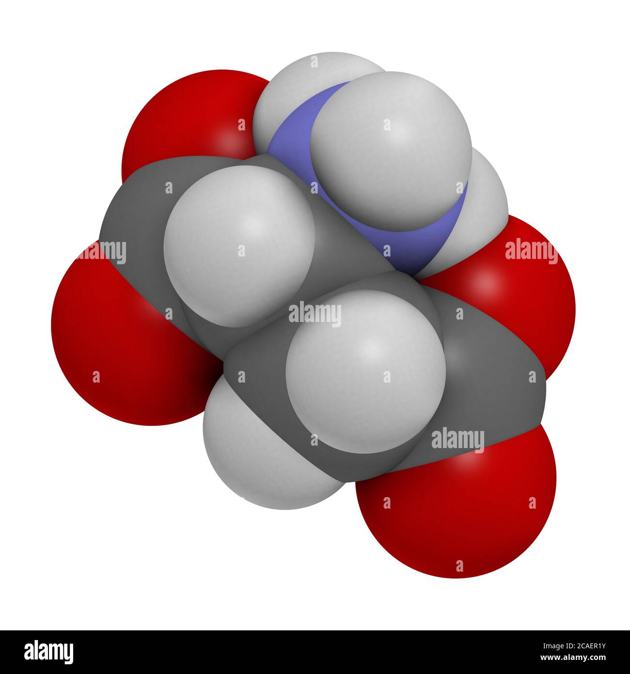 D-aspartic acid (D-aspartate) amino acid molecule. 3D rendering. Atoms ...