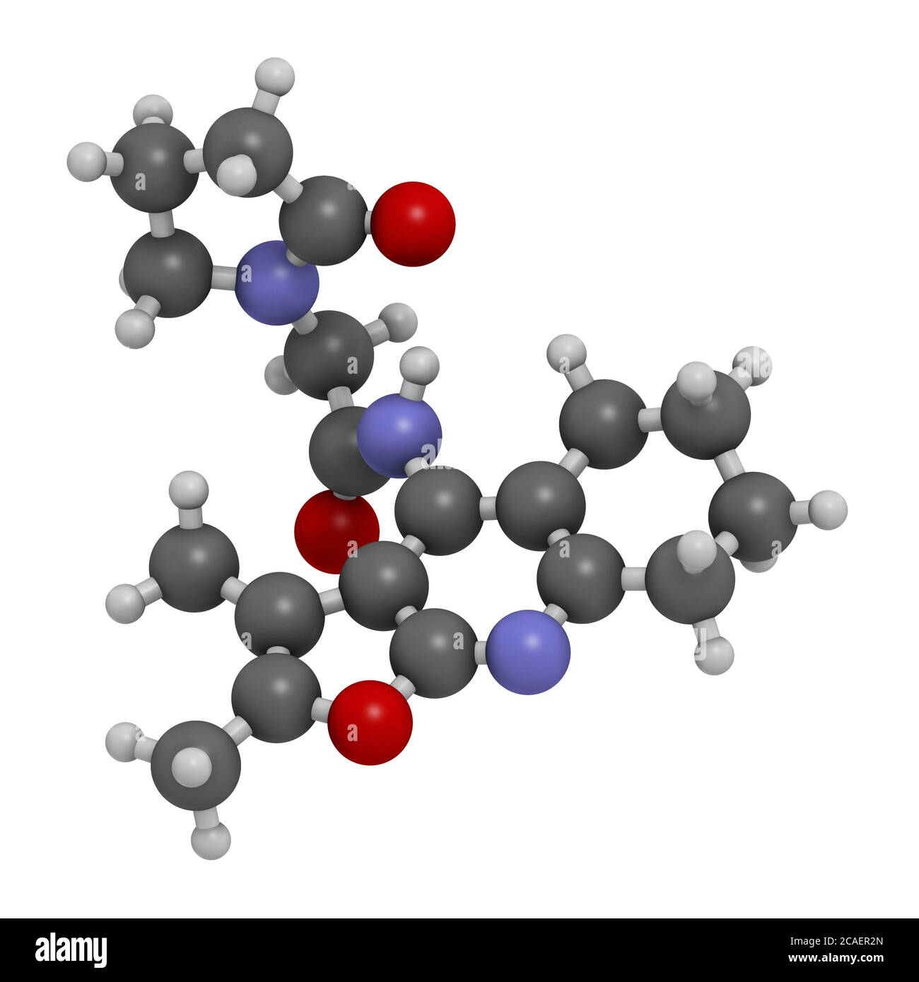 coluracetam 3D rendering. Atoms are represented as spheres with ...