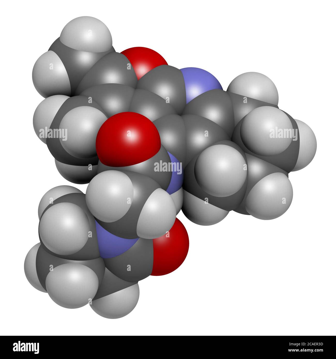 coluracetam 3D rendering. Atoms are represented as spheres with ...