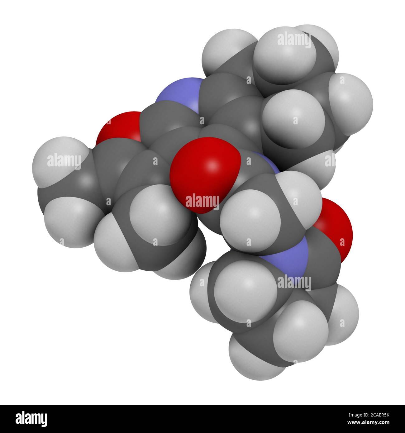 coluracetam 3D rendering. Atoms are represented as spheres with ...