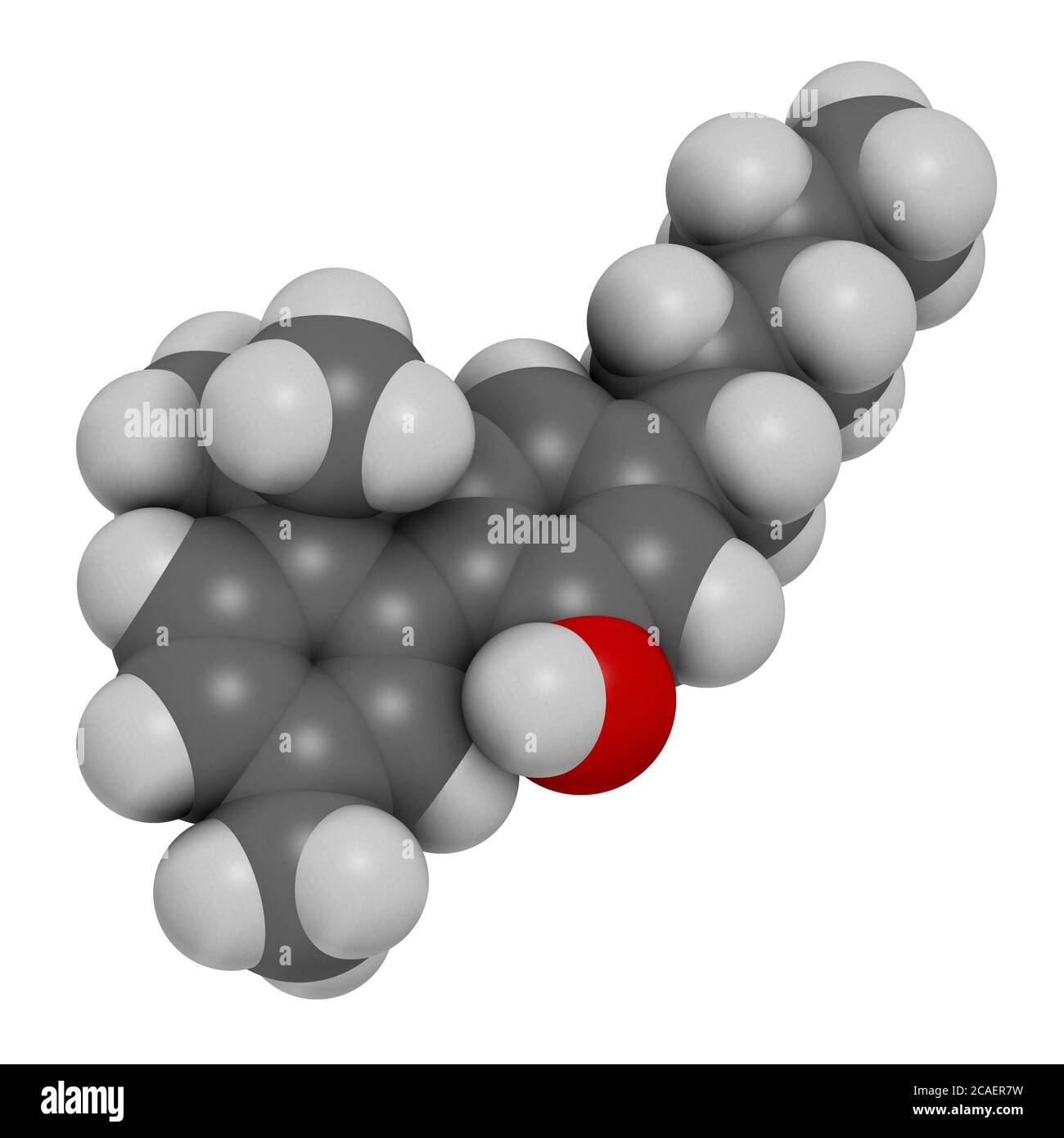 Cannabinol or CBN cannabinoid molecule. 3D rendering. Atoms are ...