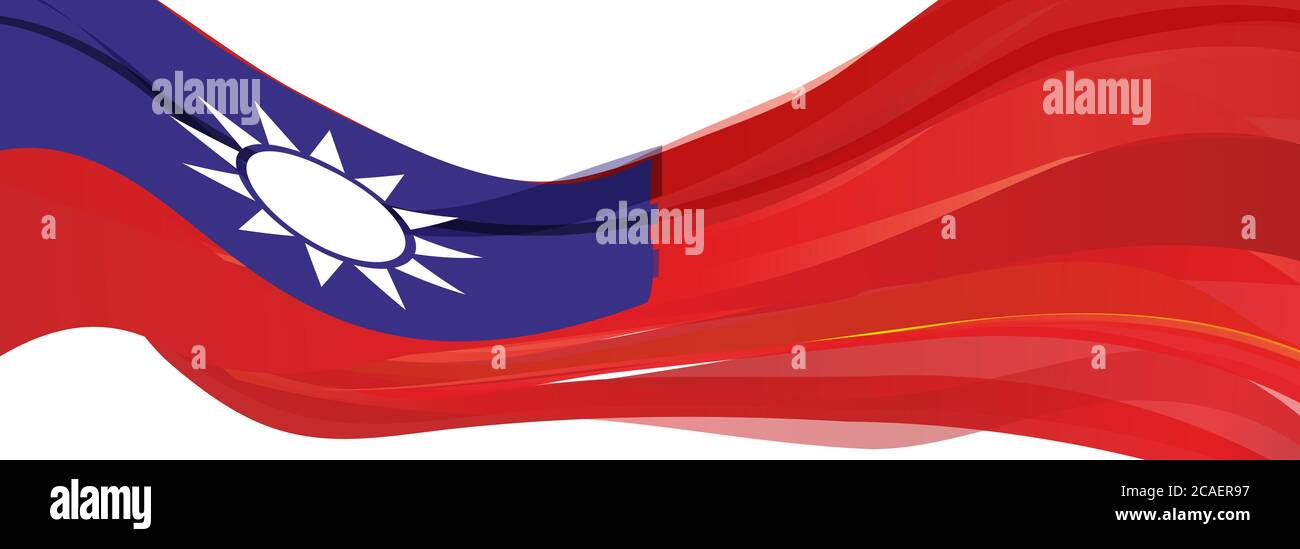 Flag of the Republic of China, Taiwan, red flag with a blue rectangle ...