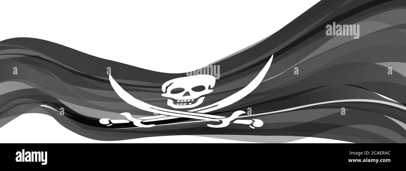 Jolly Roger, black pirate flag with skull and swords Stock Photo - Alamy