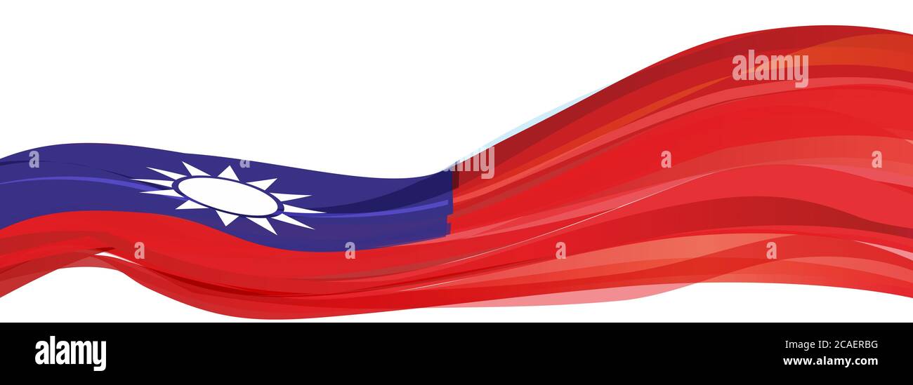 Flag of the Republic of China, Taiwan, red flag with a blue rectangle ...