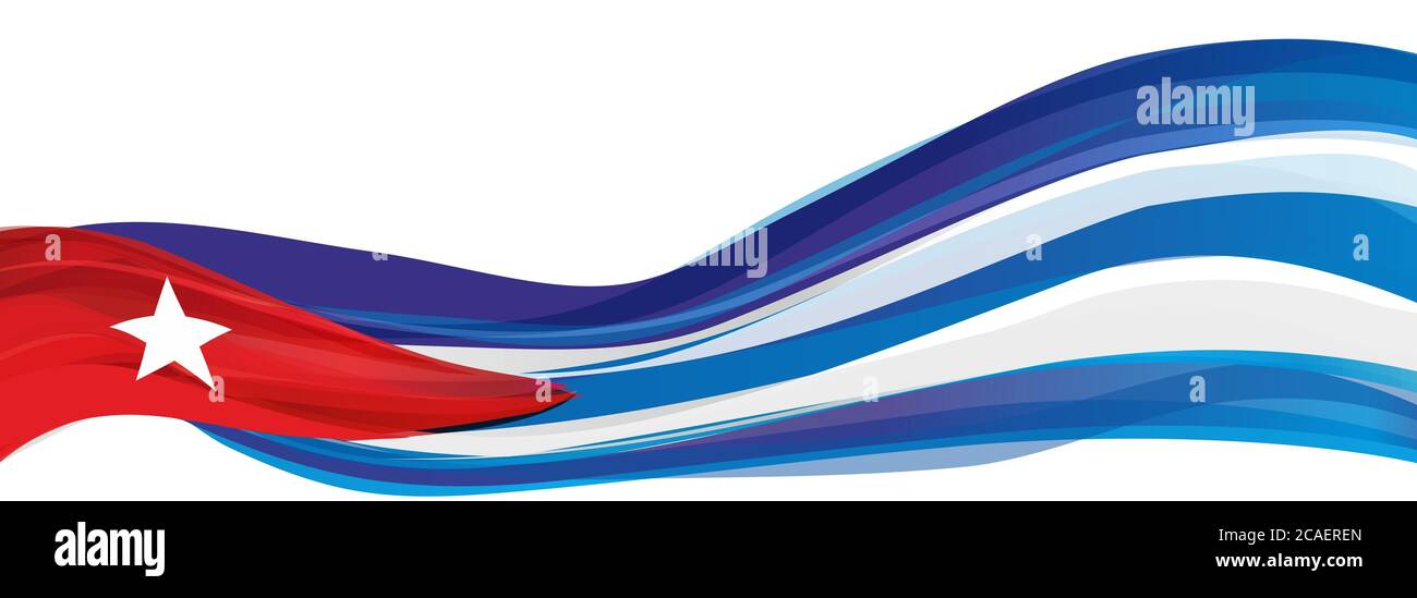 Flag of Cuba, blue white with a red triangle and a five-pointed star ...