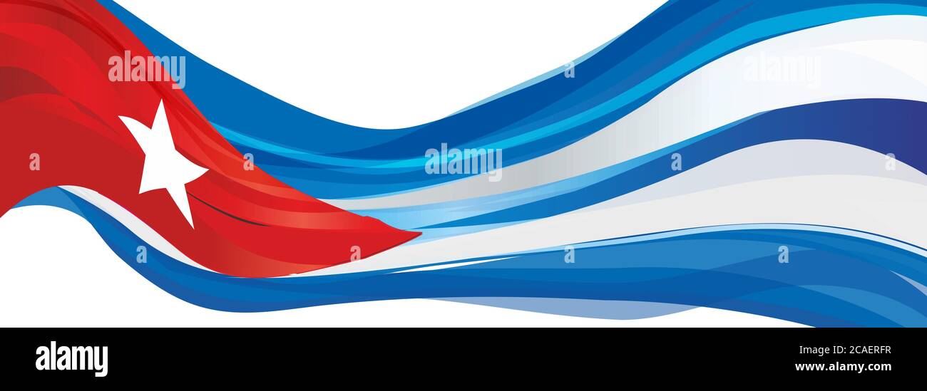 Flag of Cuba, blue white with a red triangle and a five-pointed star ...