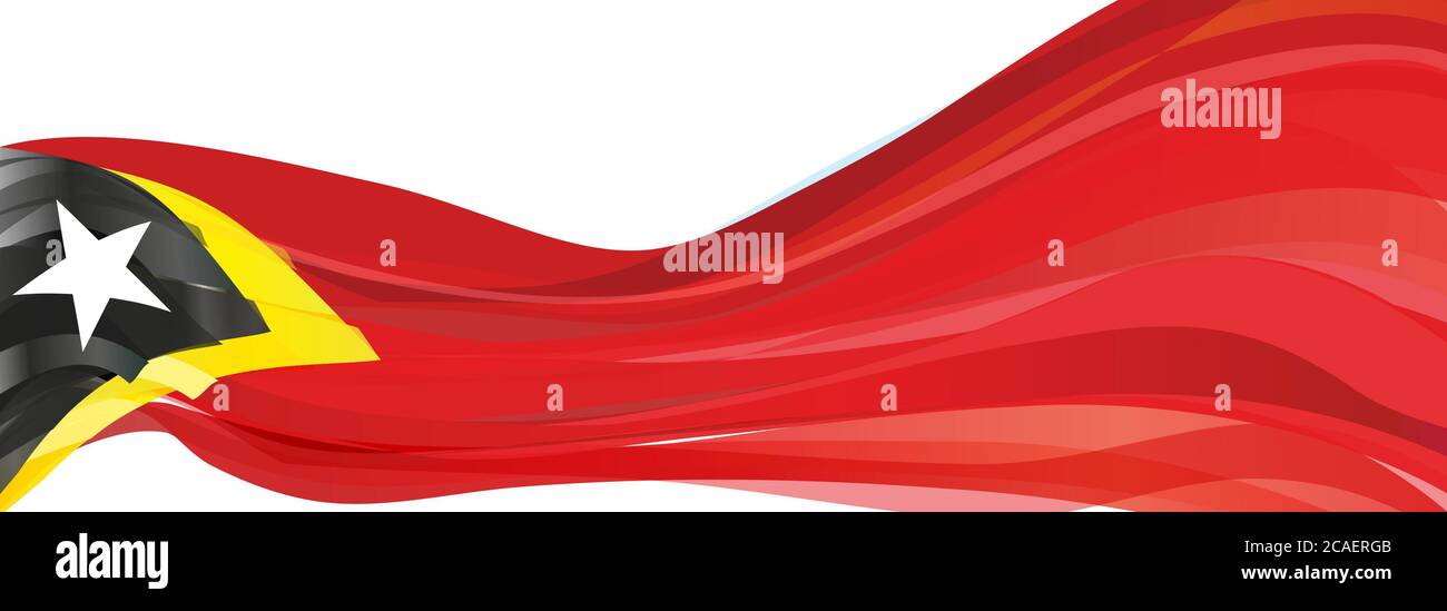 Flag of East Timor, red with black and yellow triangle and white star ...
