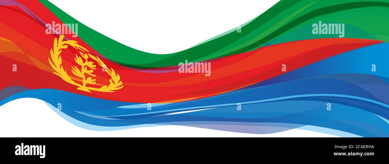 Flag of Eritrea, green blue red and yellow triangle symbol flag of ...