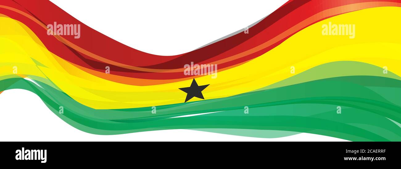 Flag of Ghana, red yellow green with a black five-pointed star Flag of ...